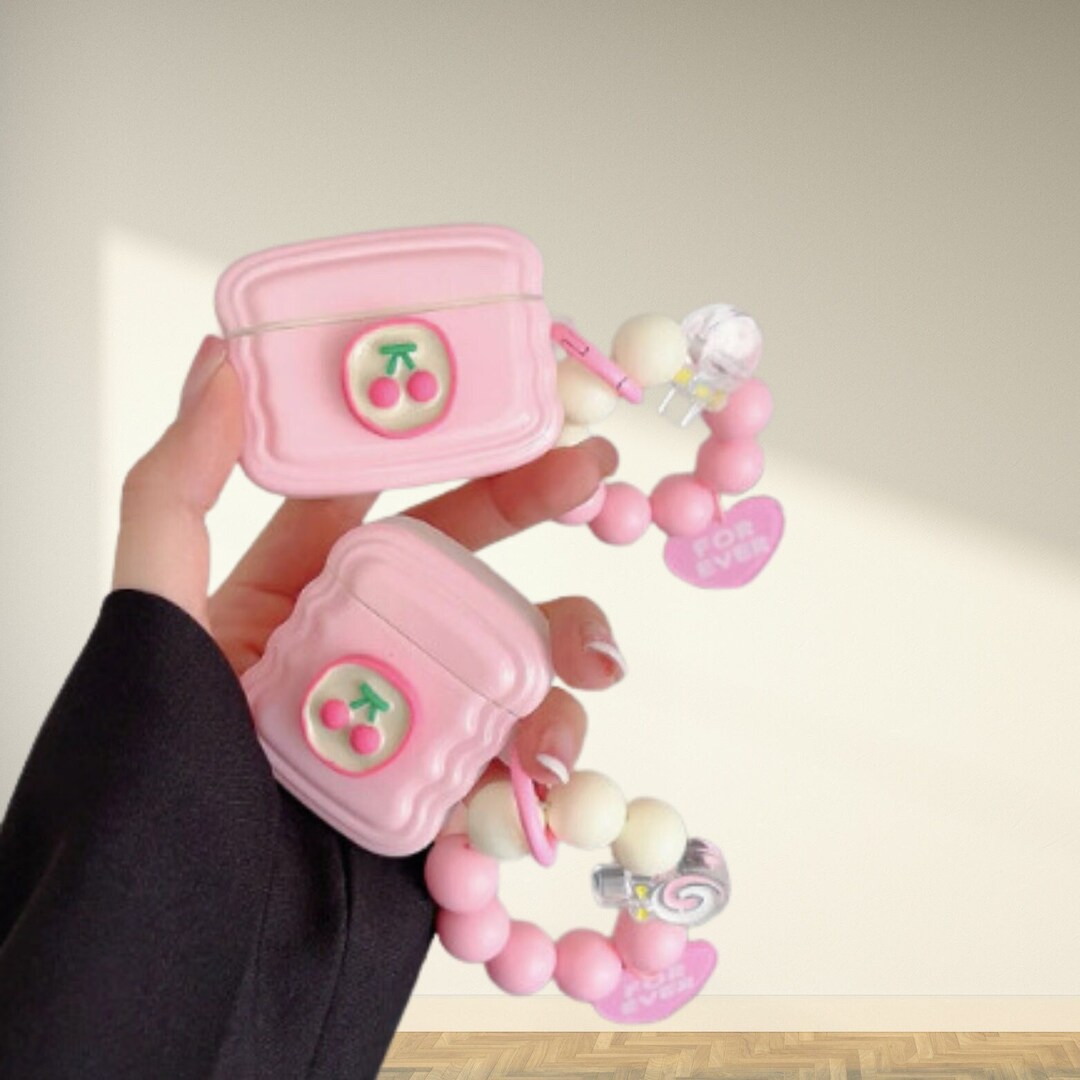 Wavy Girly Baby Pink Kawaii Fruit Cherry Airpods Case for - Etsy