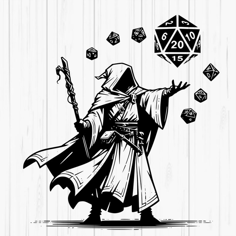DND Wizard SVG Master of Arcana, Instant Download, Monochrome Clipart ...