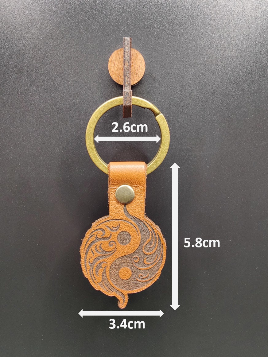 Handcrafted Genuine Leather Ying-yang Keyring Keychain - Etsy