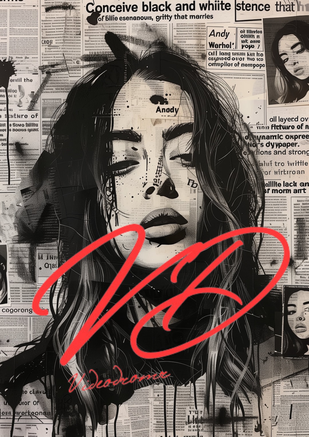 Billie Eilish Banksy Style Minimalist Music Print Graffiti Abstract Art ...