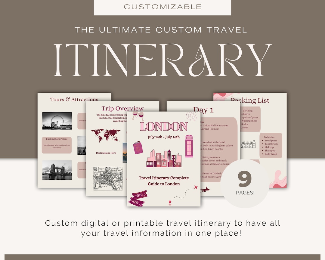 Custom Travel Itinerary, Digital Travel Itinerary, London Travel Guide ...