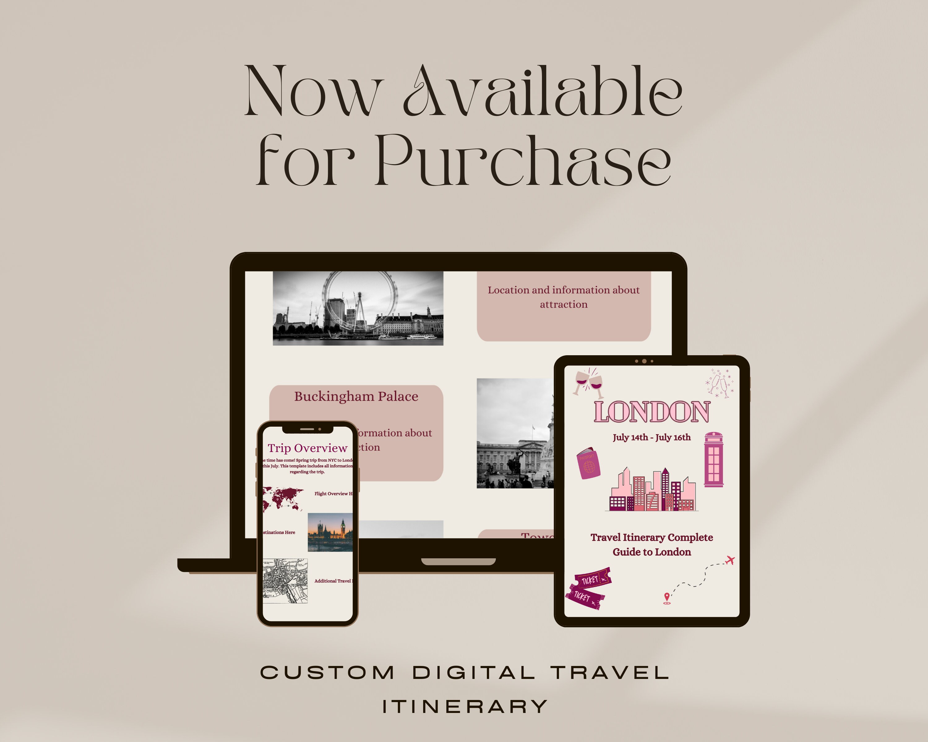 Custom Travel Itinerary, Digital Travel Itinerary, London Travel Guide ...