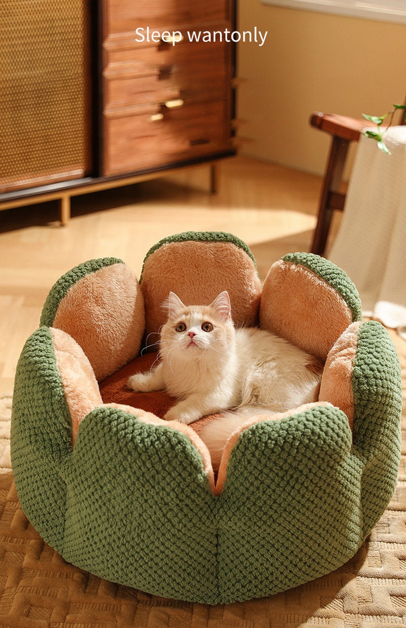 Cute Sunflower Cat Bed Cute Cat Bed, Soft Cat Bed, Warm Cosy Cat Bed ...