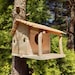 Large Natural Wooden Squirrel House With Porch – Outdoor Feeding ...