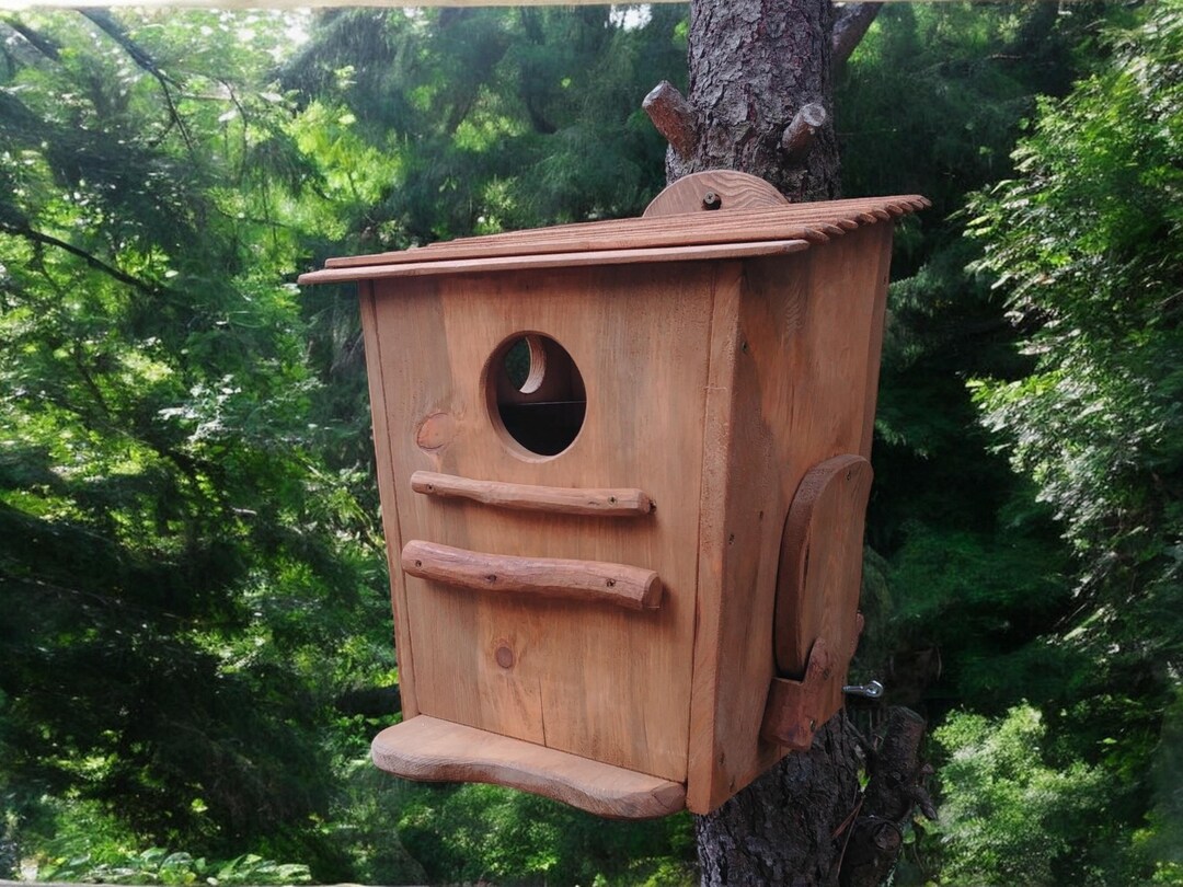 Big Rustic Squirrel House | Outdoor Wooden Nesting Box for Gray & Red ...