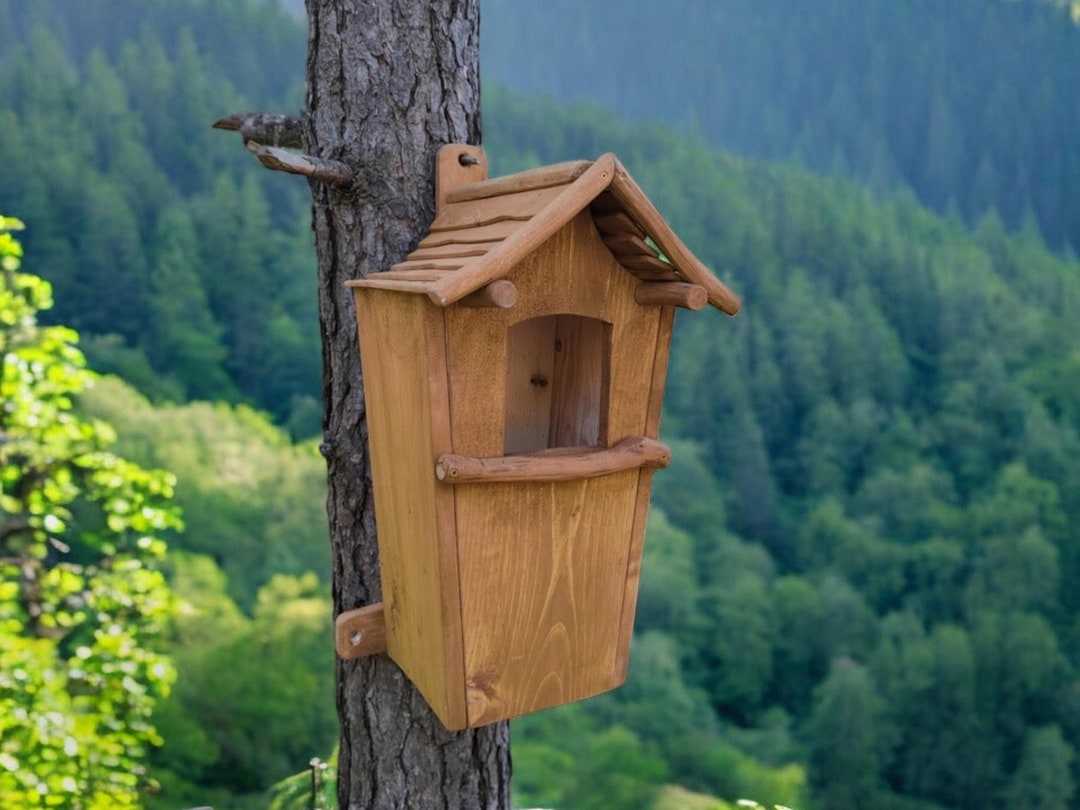 Large Wooden Owl Nest Box – Rustic Outdoor House for Tawny & Screech ...