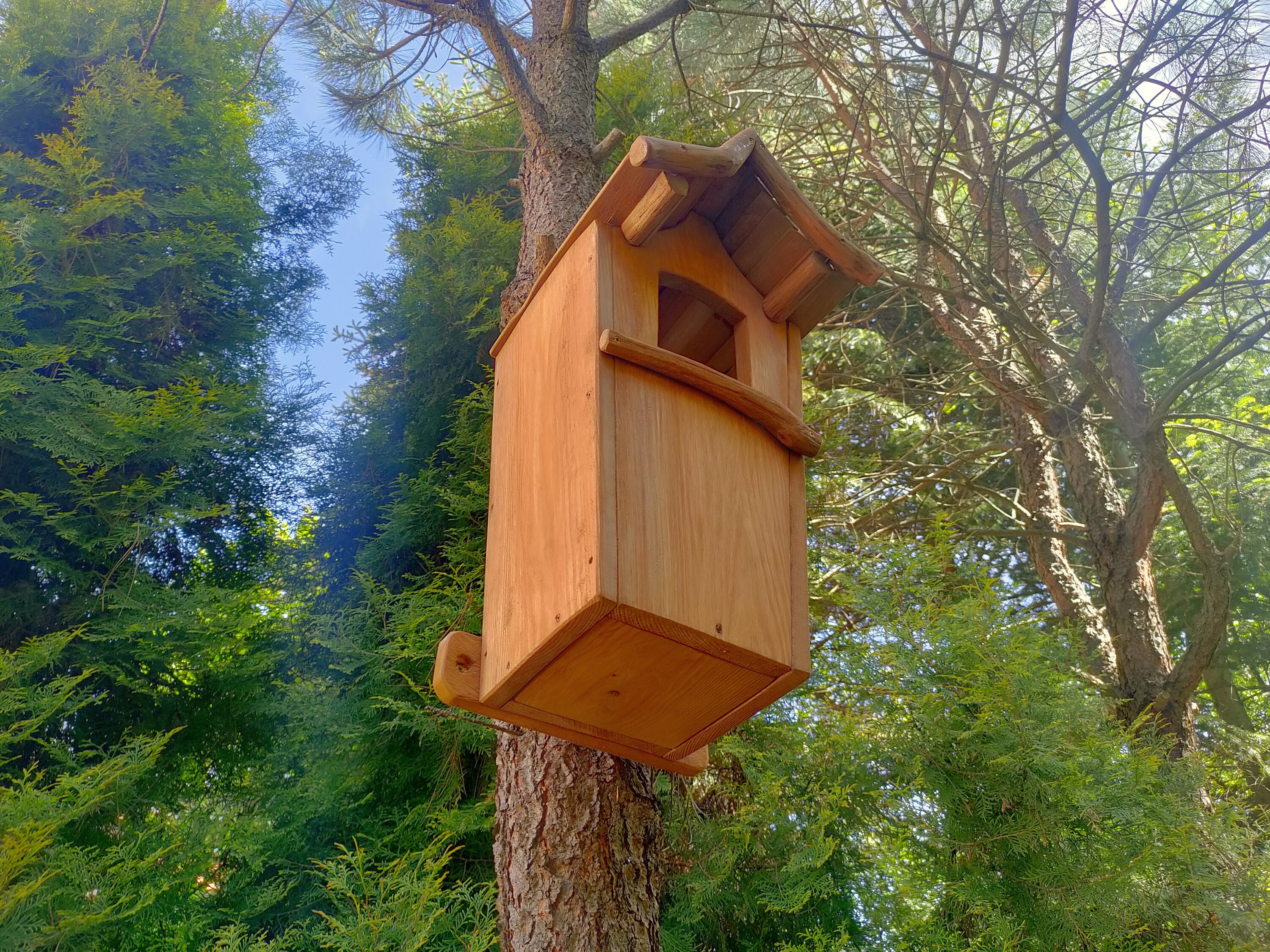 Large Wooden Owl Nest Box – Rustic Outdoor House for Tawny & Screech ...