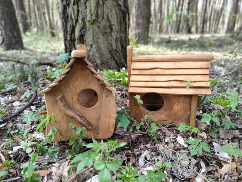 Handmade Wooden Squirrel Nest Box – Rustic Outdoor Nesting Shelter - Etsy