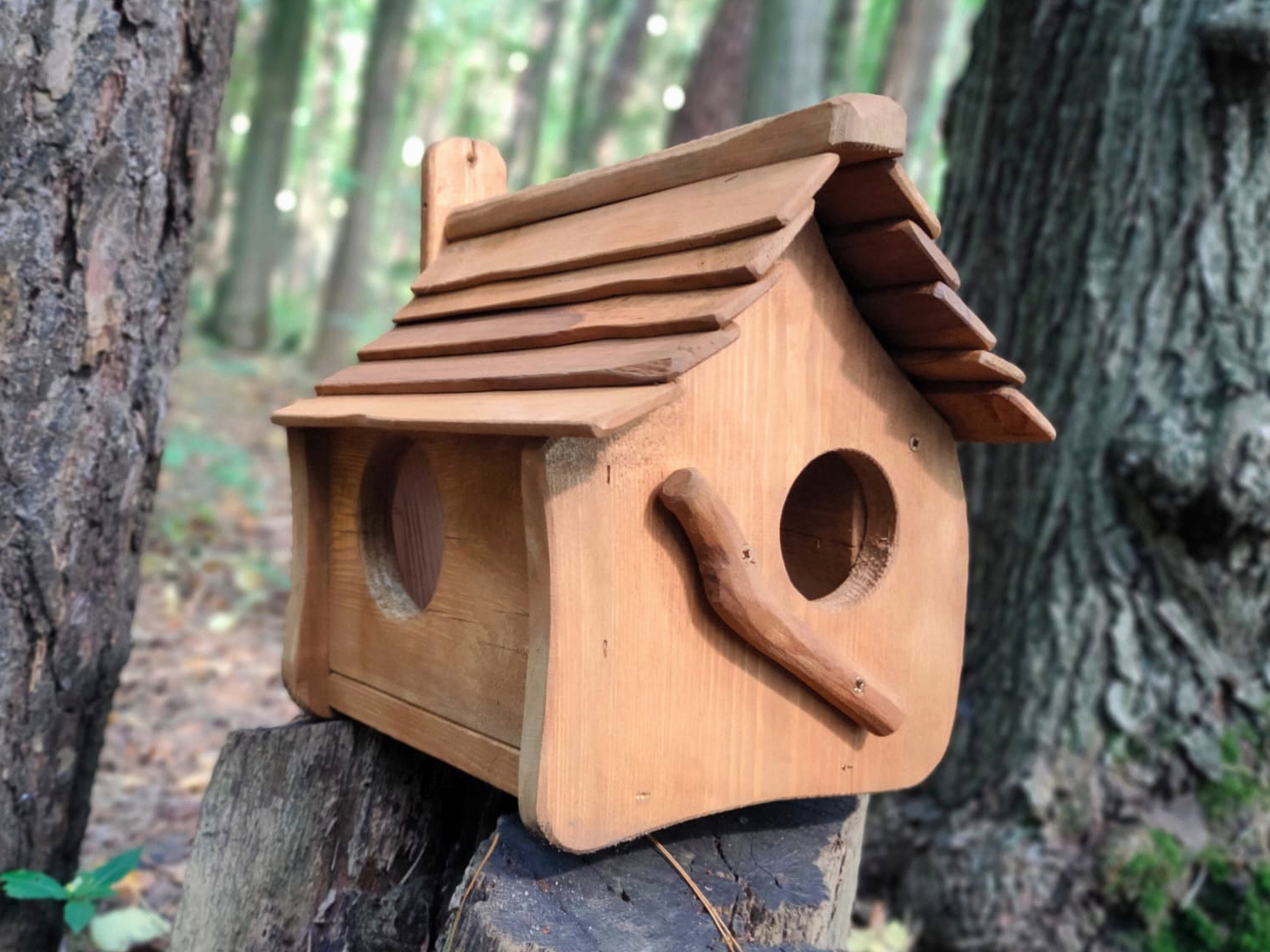SQUIRREL Nest Box Handmade, Squirrel Nesting Breeding Box Rustic Wooden ...
