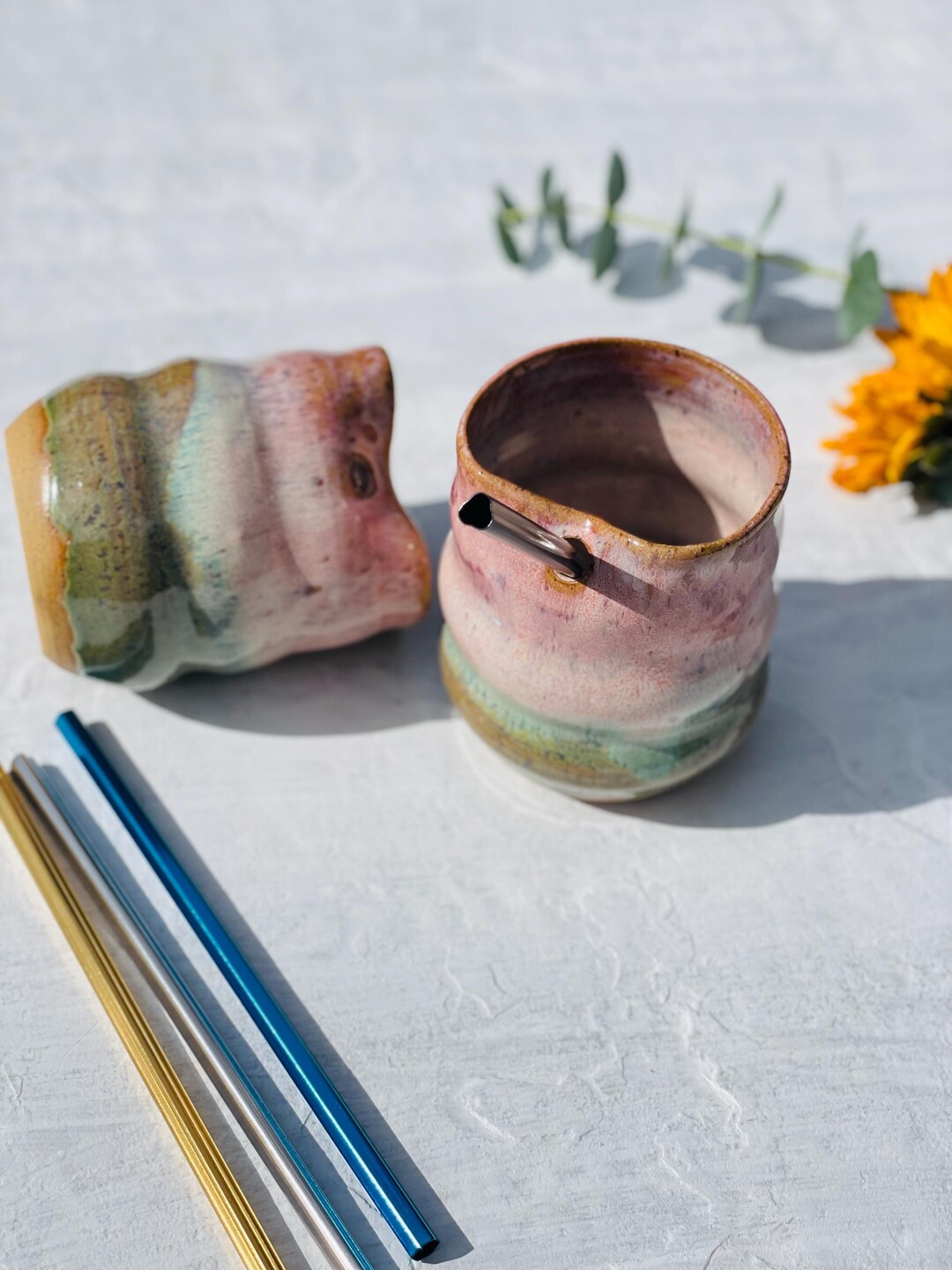 Handmade Ceramic Mug With Straw / Pottery Straw Cup - Etsy