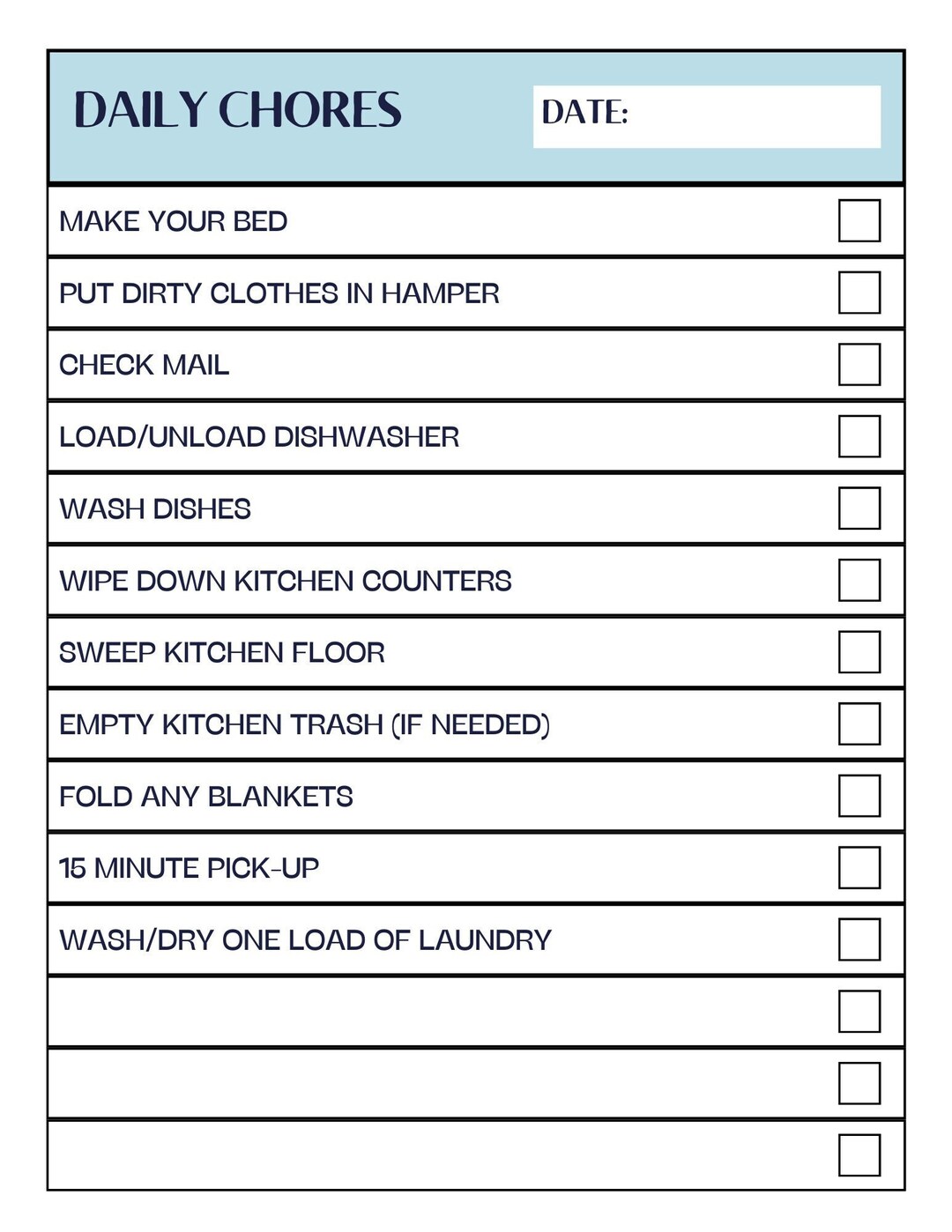 Light Blue Chore Planner - Etsy