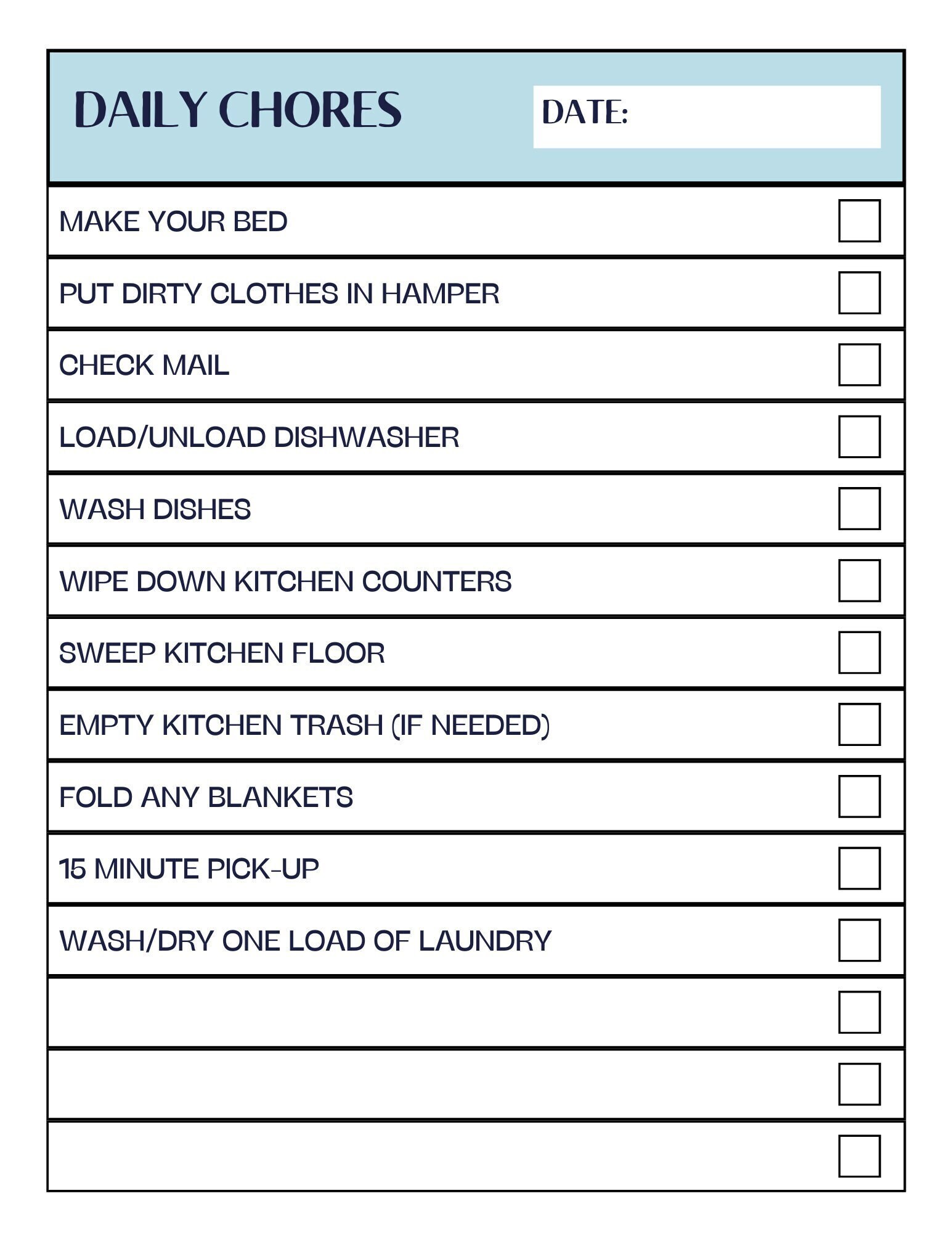 Light Blue Chore Planner - Etsy
