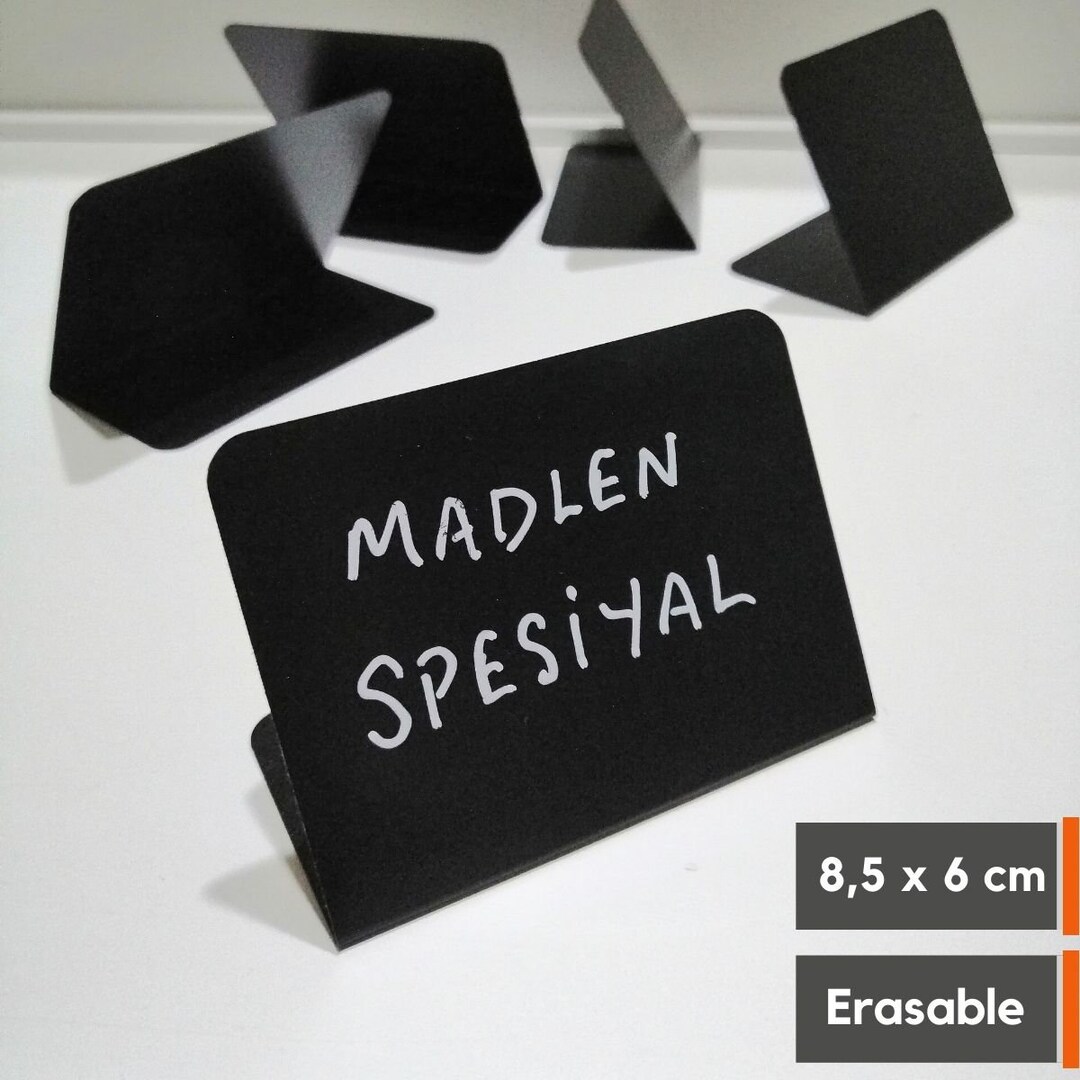 10 Pcs of Erasable PVC Black Tag, Price Tag, Sign Tag, Standed Back ...