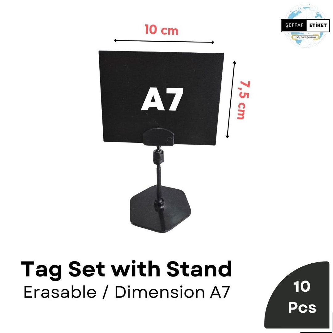 10 Pcs of Erasable PVC Black Tag With 5 Cm Height Stand, Price Tag ...