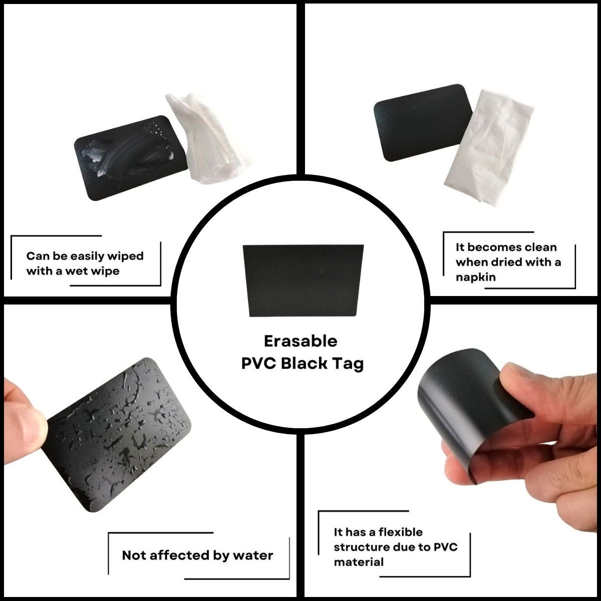 25 Pcs of Erasable PVC Black Tag With Clips, Price Tag, Hang Tag ...