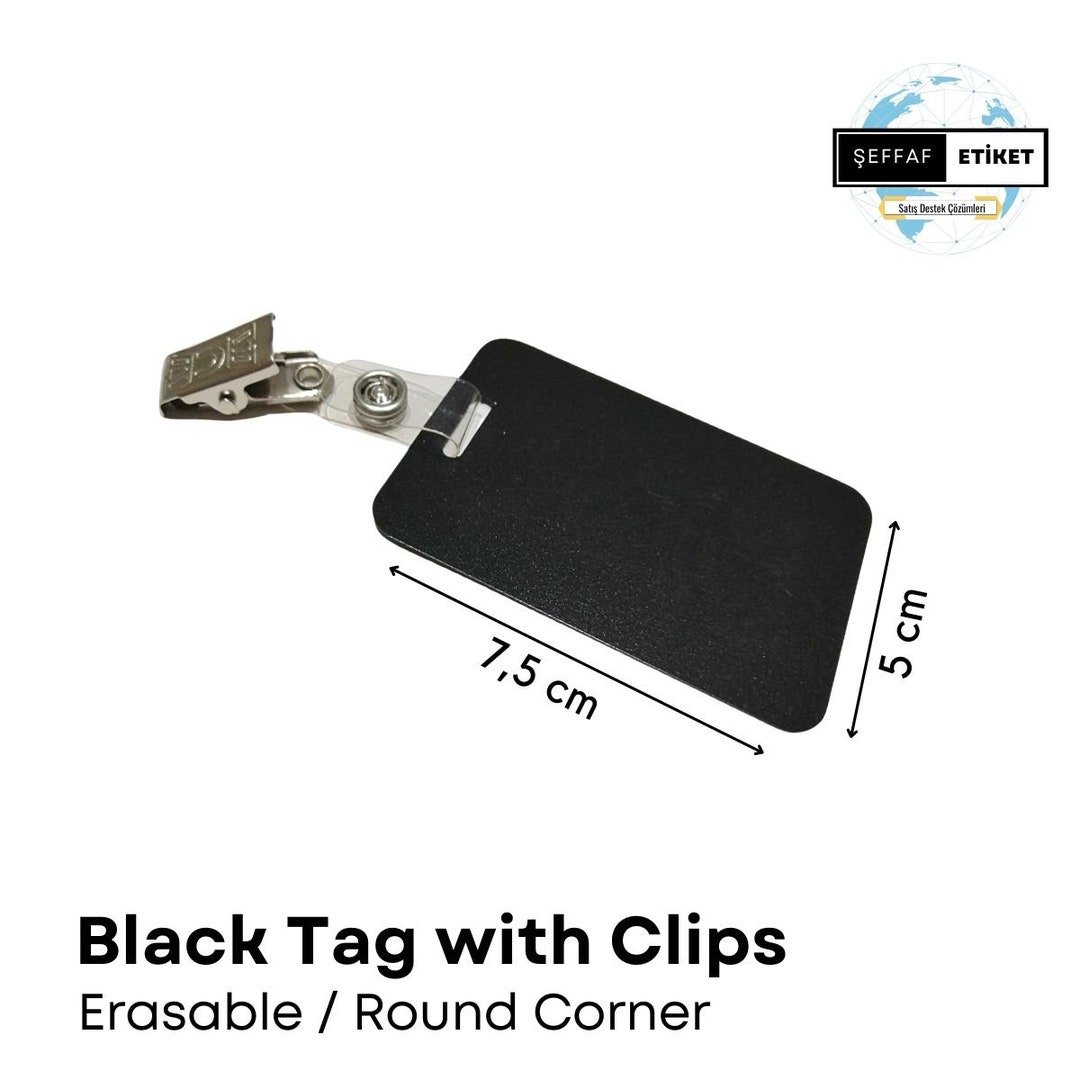 25 Pcs of Erasable PVC Black Tag With Clips, Price Tag, Hang Tag ...