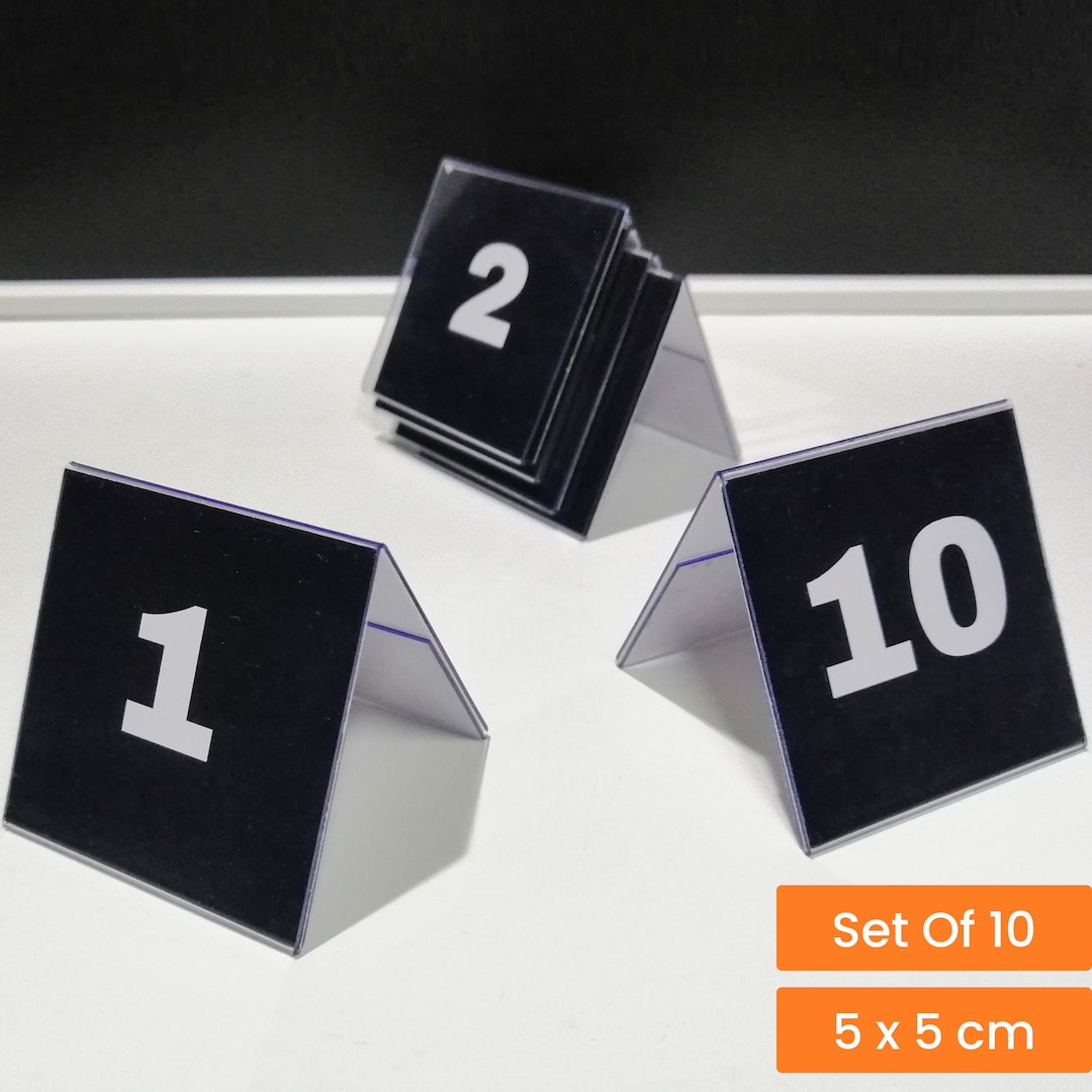 PVC Transparent Table Numbers Set, Double Sided Restaurant, Cafe ...
