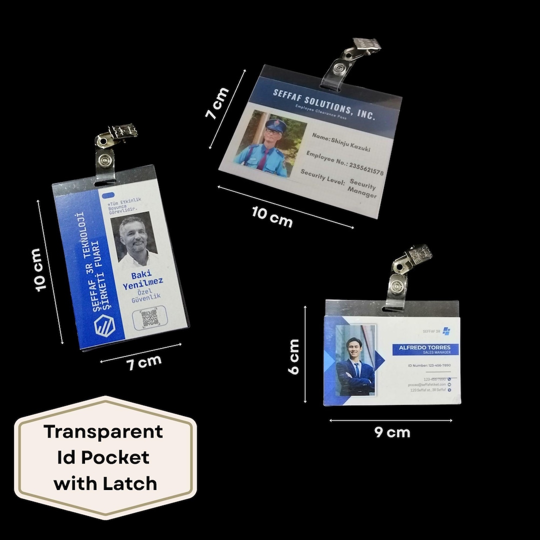 PVC Name Badge Holder, Transparent Id Pocket With Latch, Waterproof ID ...