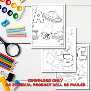 Space ABC Coloring Sheets - Fun UFO, Rocket and Astronaut Designs ...