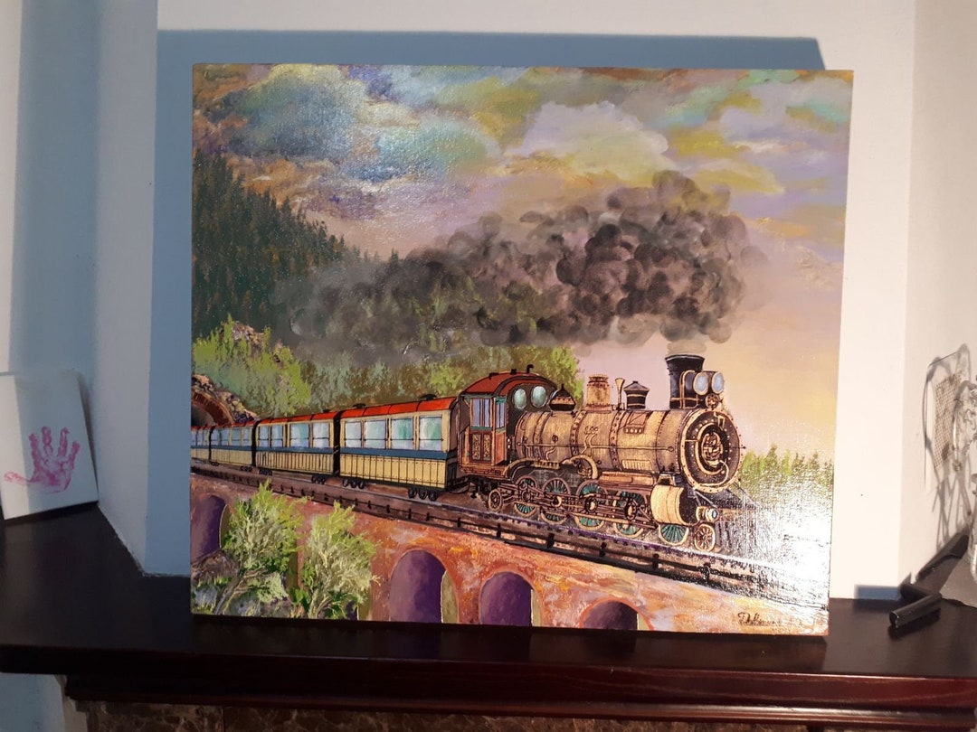 Acrylic Painting, Handmade, Steam Locomotive ,westworld - Etsy