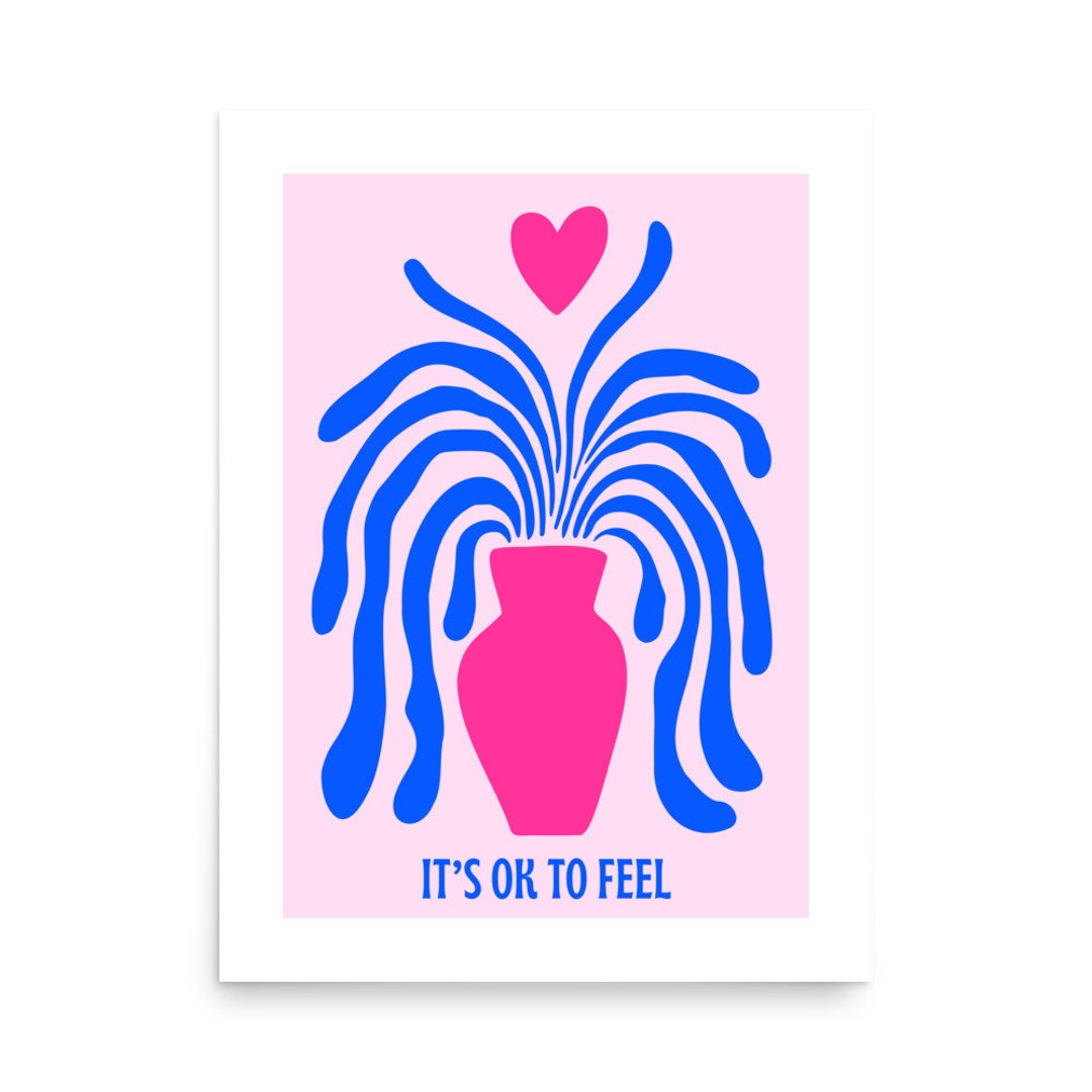 Feelings Colorful Poster, Modern Home Decor, Bright, Maximalist, Trendy ...