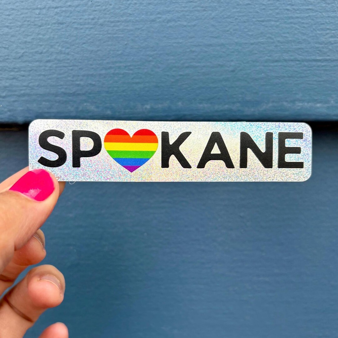 Spokane Pride Glitter Sticker | Rainbow Heart Decal - Etsy