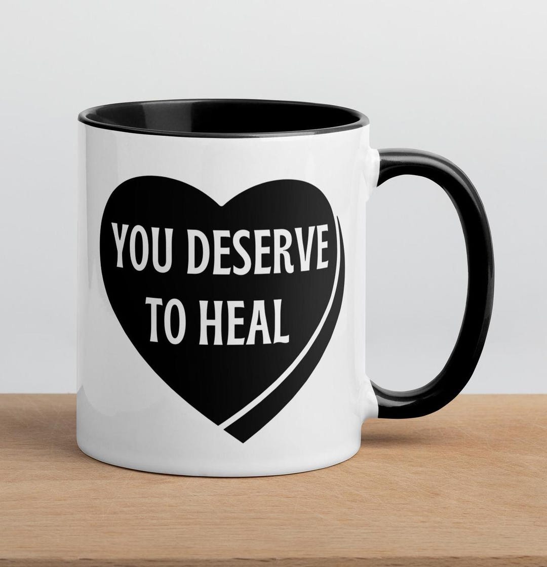 Resiliency Recovery Mug, you Deserve to Heal, Goth Heart Design, Self ...