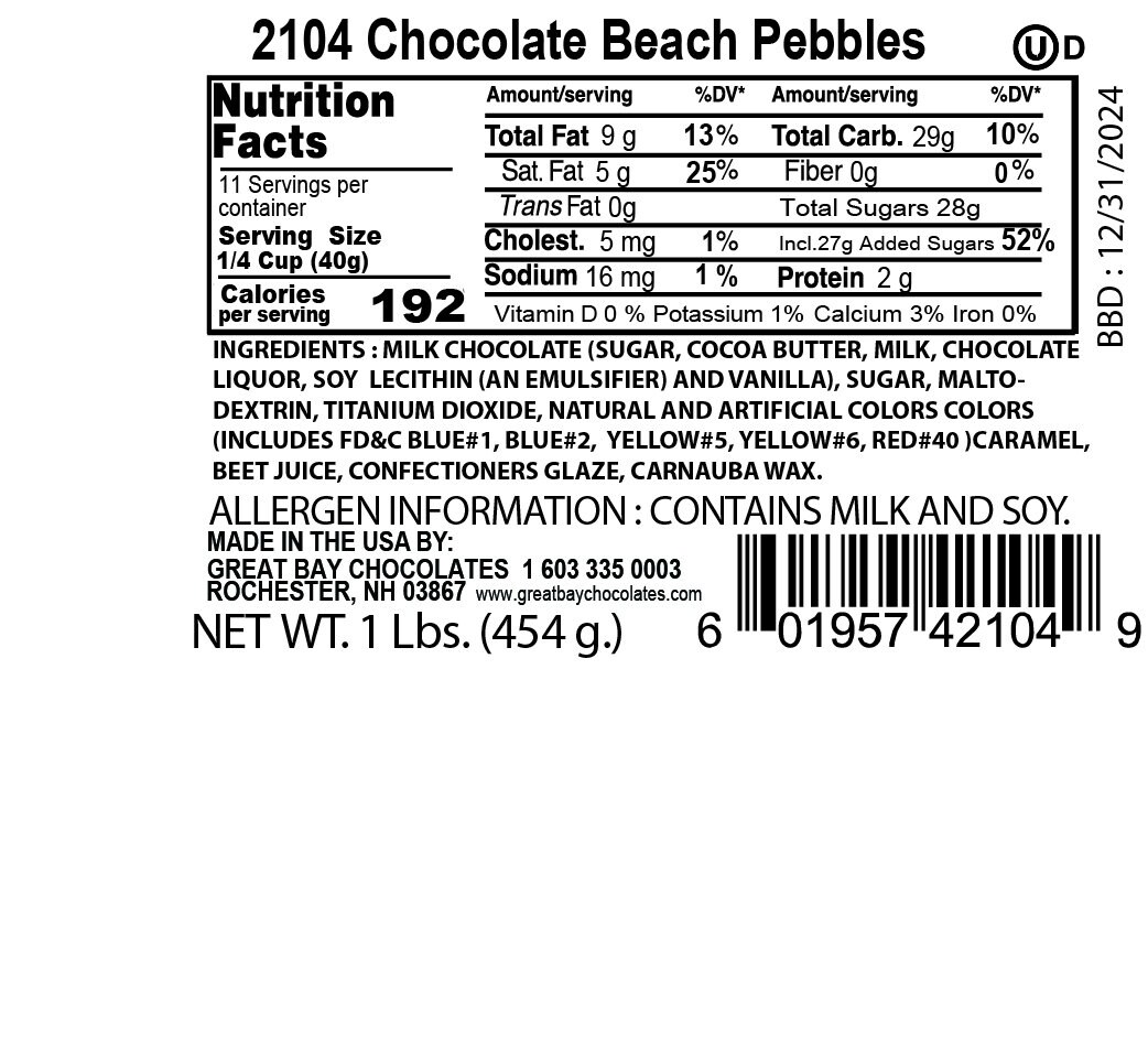 Great Bay Chocolates Edible Chocolate Beach Pebbles 12oz Peanut Free ...