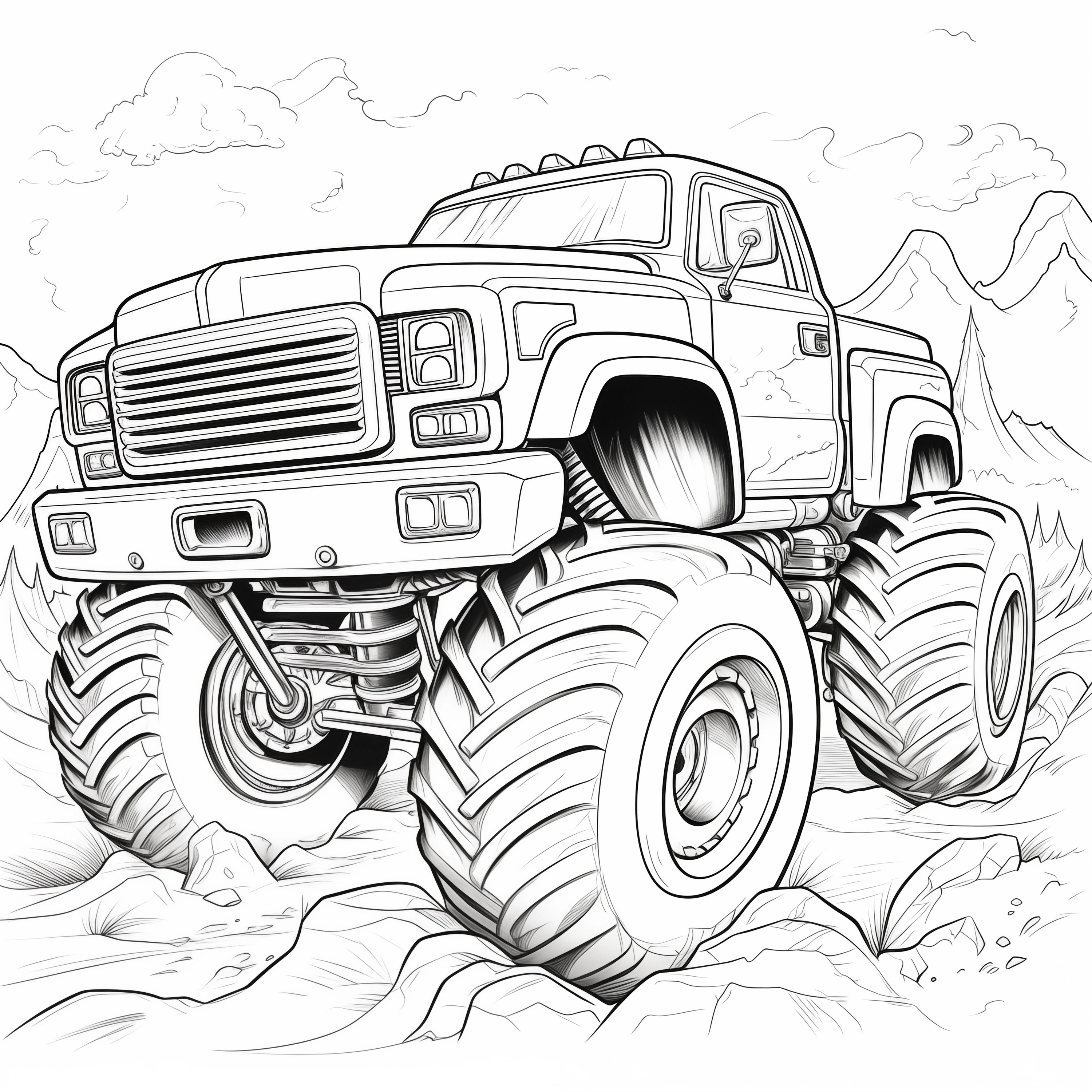 Kids Monster Truck Coloring Pages - Etsy