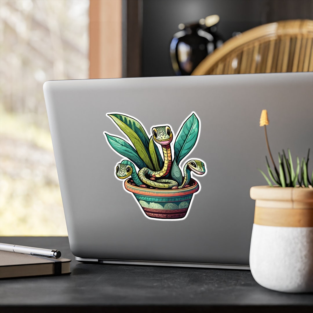 Adorable Snake Plant With Cute Snakes Decal/sticker - Etsy