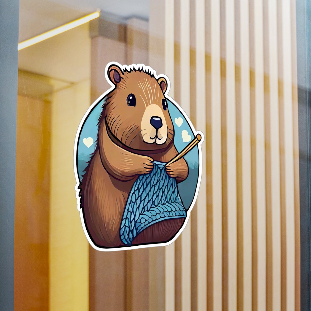 Cute Capybara Critter Crocheting a Blanket Decal/sticker - Etsy