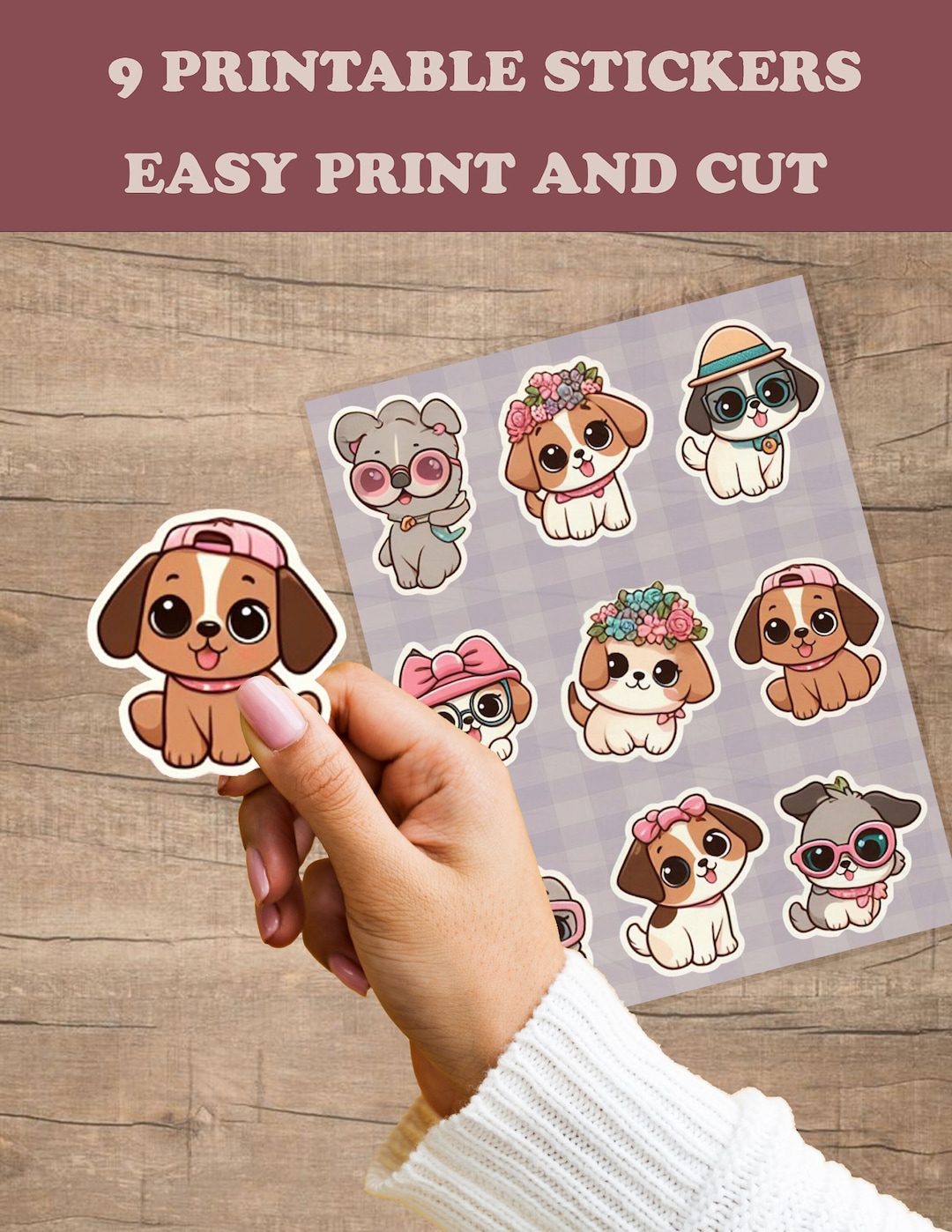 Printable Dog Stickers / Print and Cut Dog Stickers / Cute Dog Stickers ...