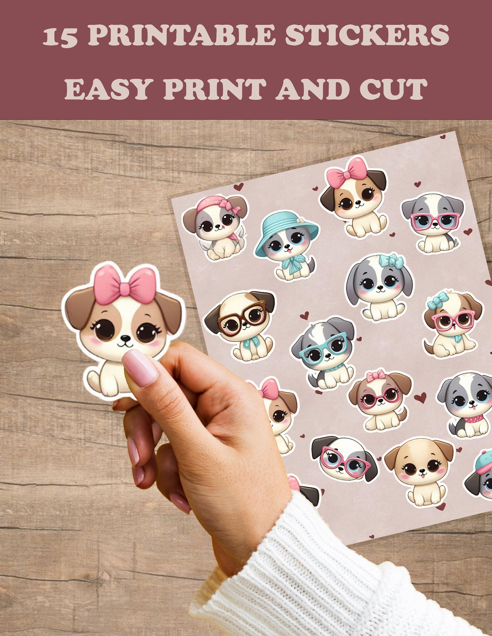 Printable Dog Stickers / Print and Cut Dog Stickers / Cute Dog Stickers ...