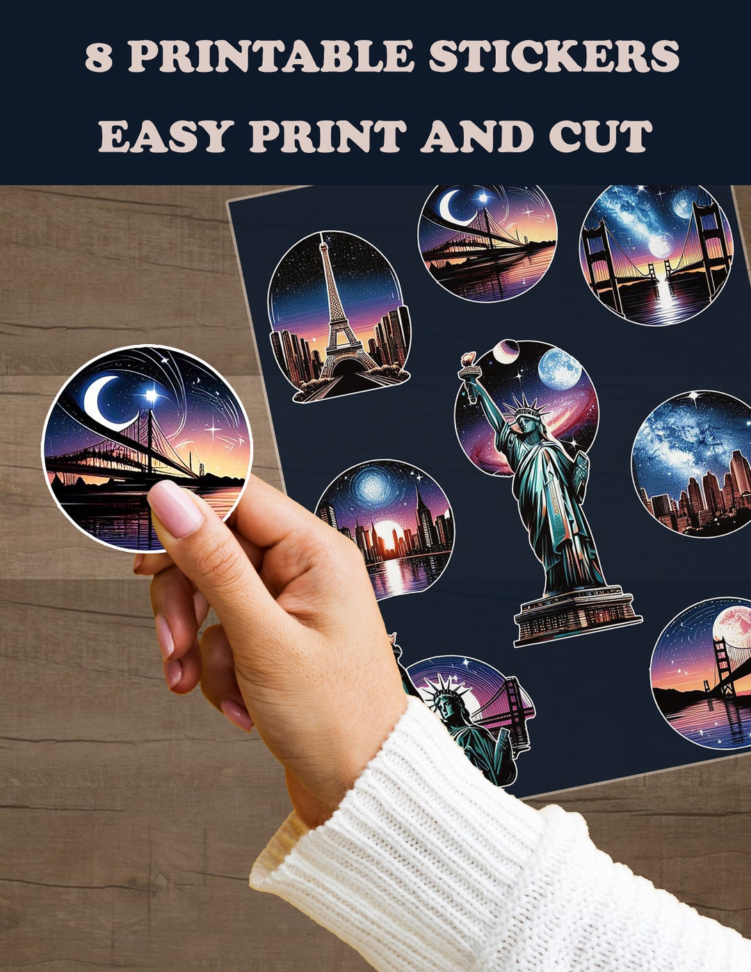 Night City Stickers / Starry Night City Clipart / Starry Night Sky ...