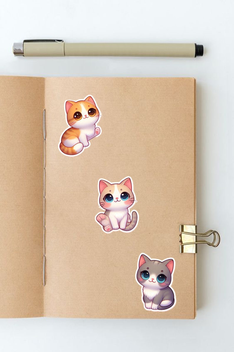 Printable Cat Stickers / Cute Cat Stickers / Cute Animal Stickers ...