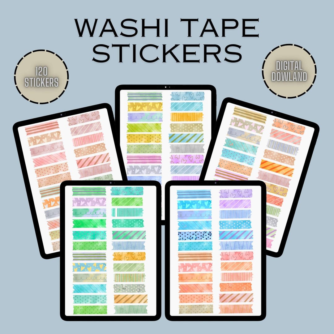Digital Washi Tape Set/ Patterned Washi Digital Stickers Set/ Goodnotes ...