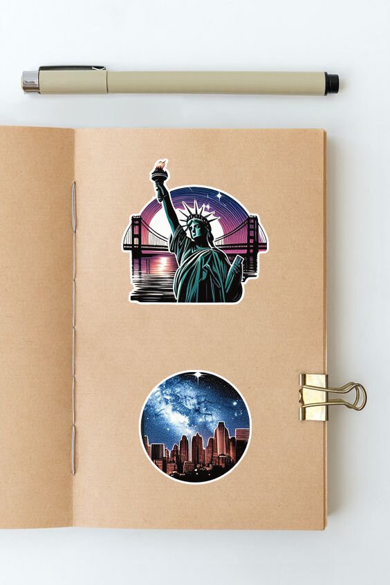 Night City Stickers / Starry Night City Clipart / Starry Night Sky ...