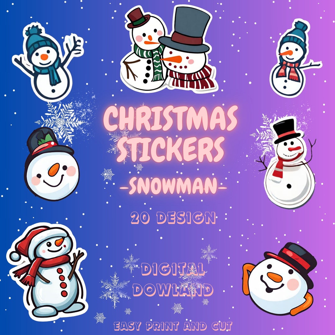 Christmas Snowman Sticker Bundle, Snowman Stickers, Winter Stickers ...
