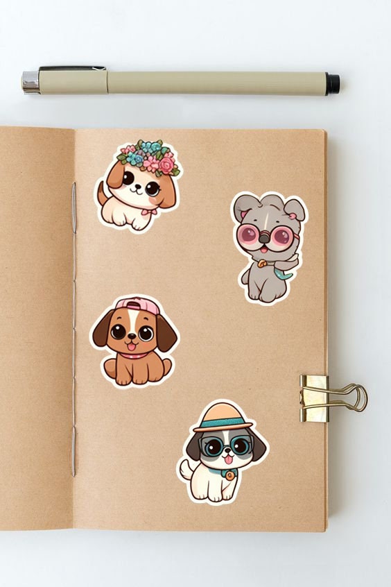 Printable Dog Stickers / Print and Cut Dog Stickers / Cute Dog Stickers ...
