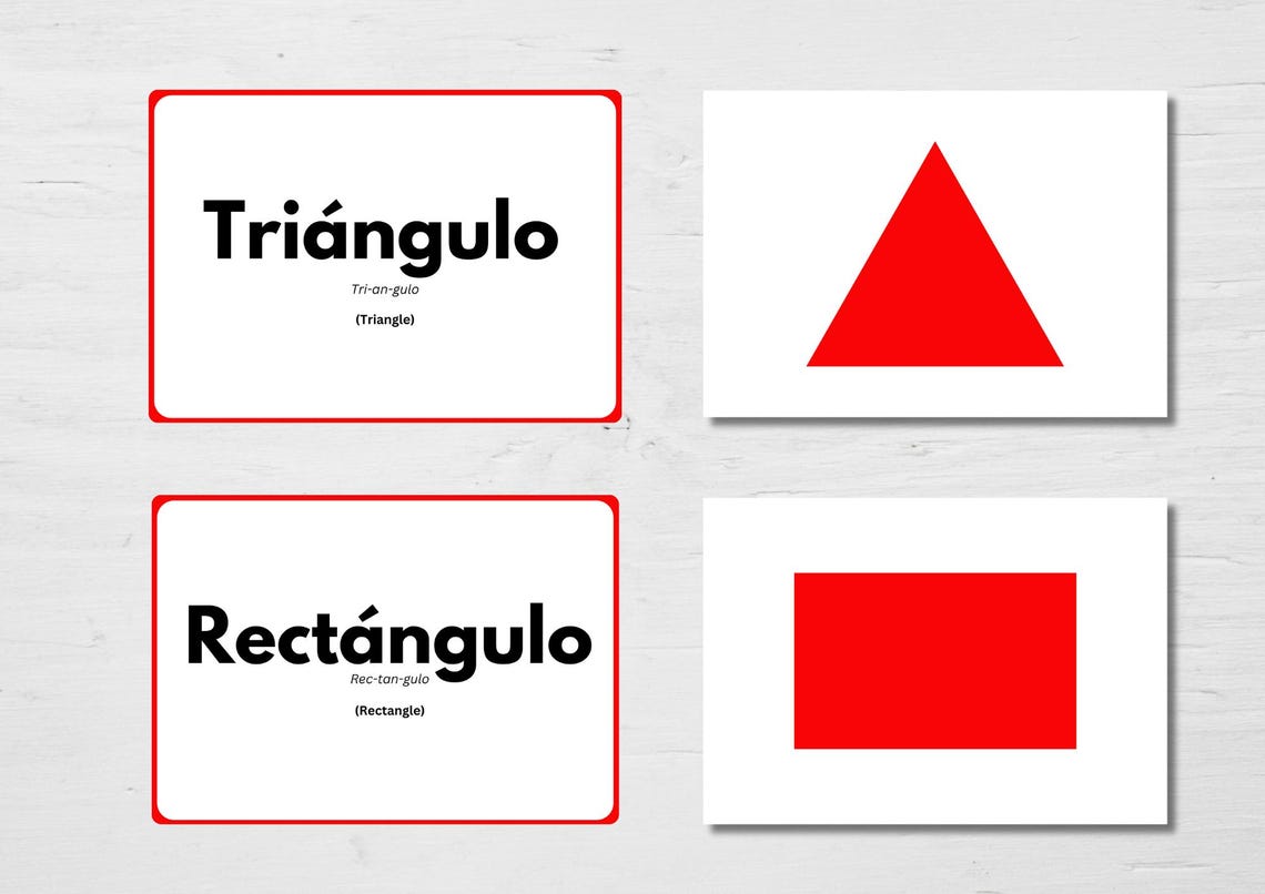 A5 Shape Flash Cards for Toddlers | Spanish-english Bilingual ...