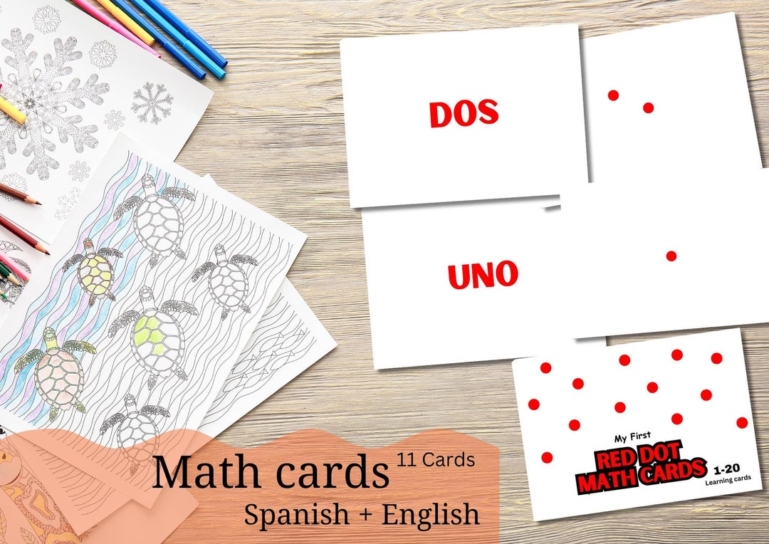 A5 Doman Math Red Dot Flash Cards for Toddlers Spanish-english ...