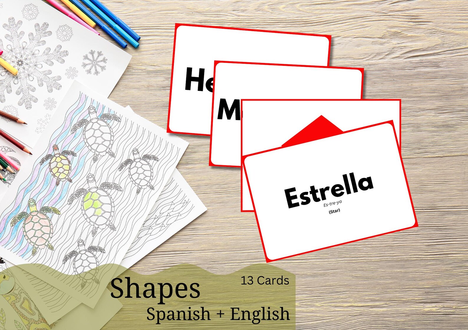 A5 Shape Flash Cards for Toddlers | Spanish-english Bilingual ...