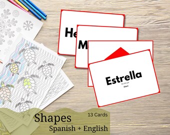 A5 Shape Flash Cards for Toddlers | Spanish-english Bilingual ...