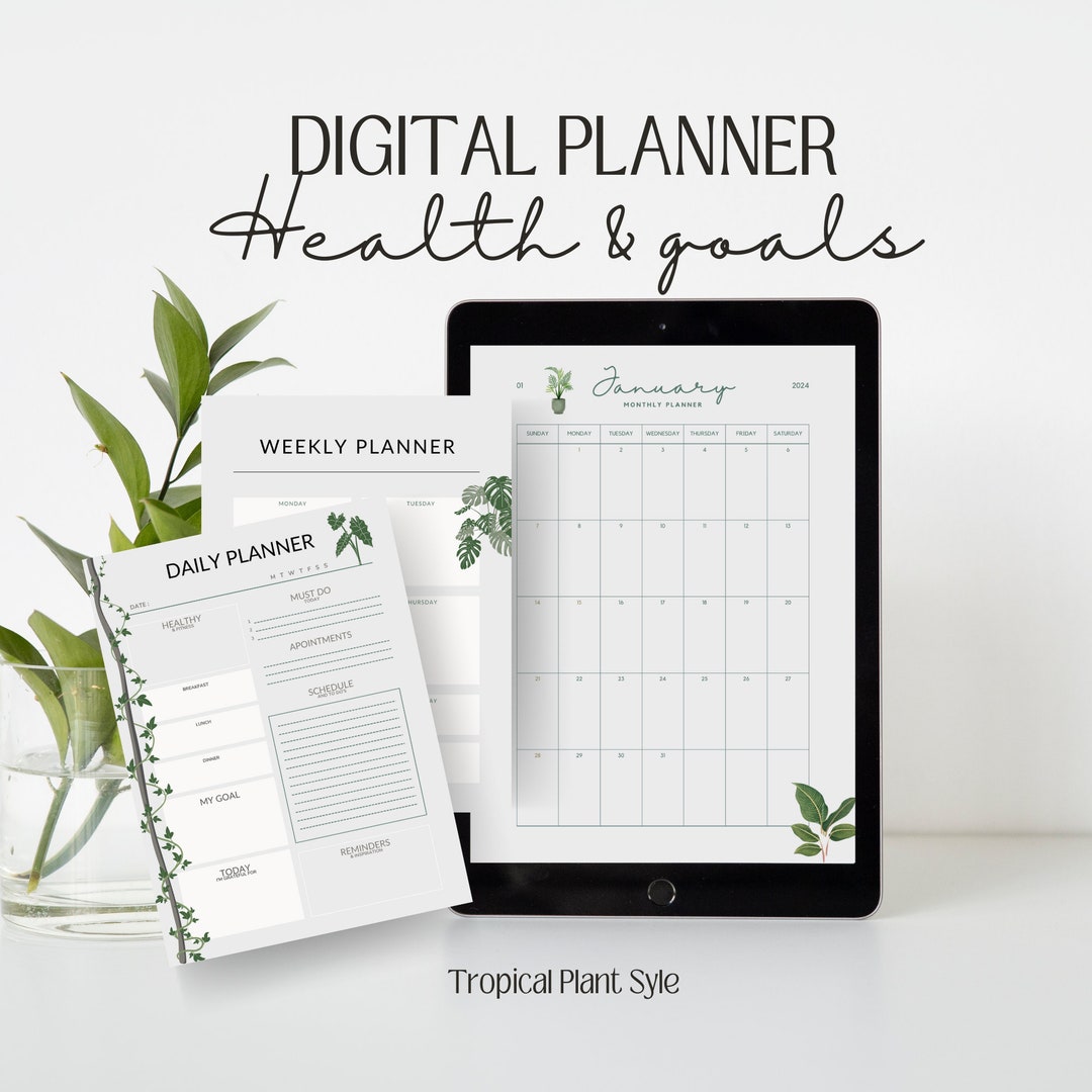 Tropical Plant 2024 Digital Planner ǀ Daily Weekly Monthly Printable ...