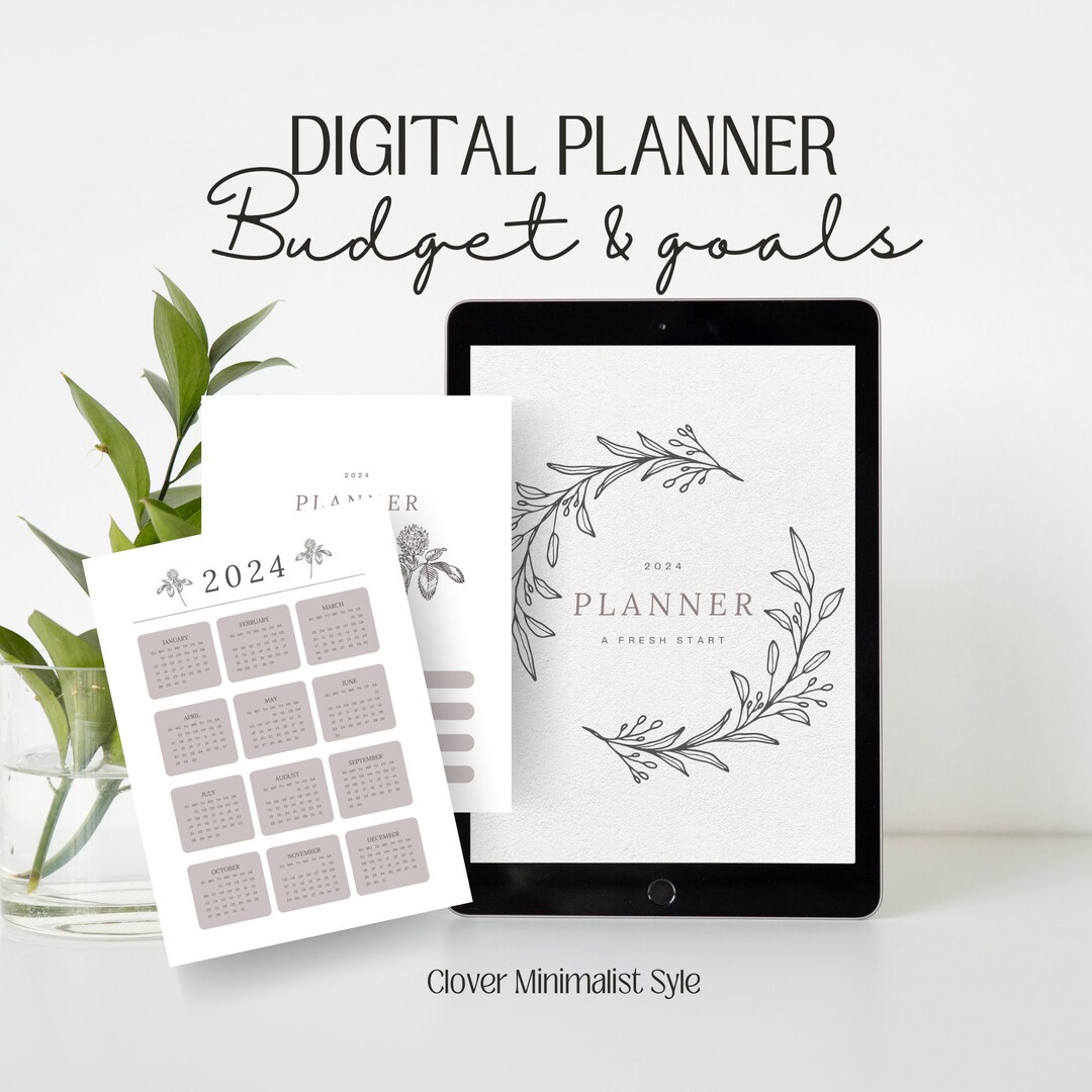 Minimalist 2024 Digital Planner - Clover Style ǀ Yearly Calendar ǀ ...
