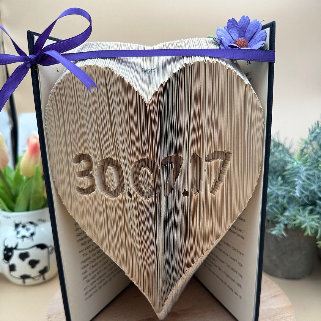 Heart With Special Date, Anniversary Card, Book Lover Gift, Folded Book ...