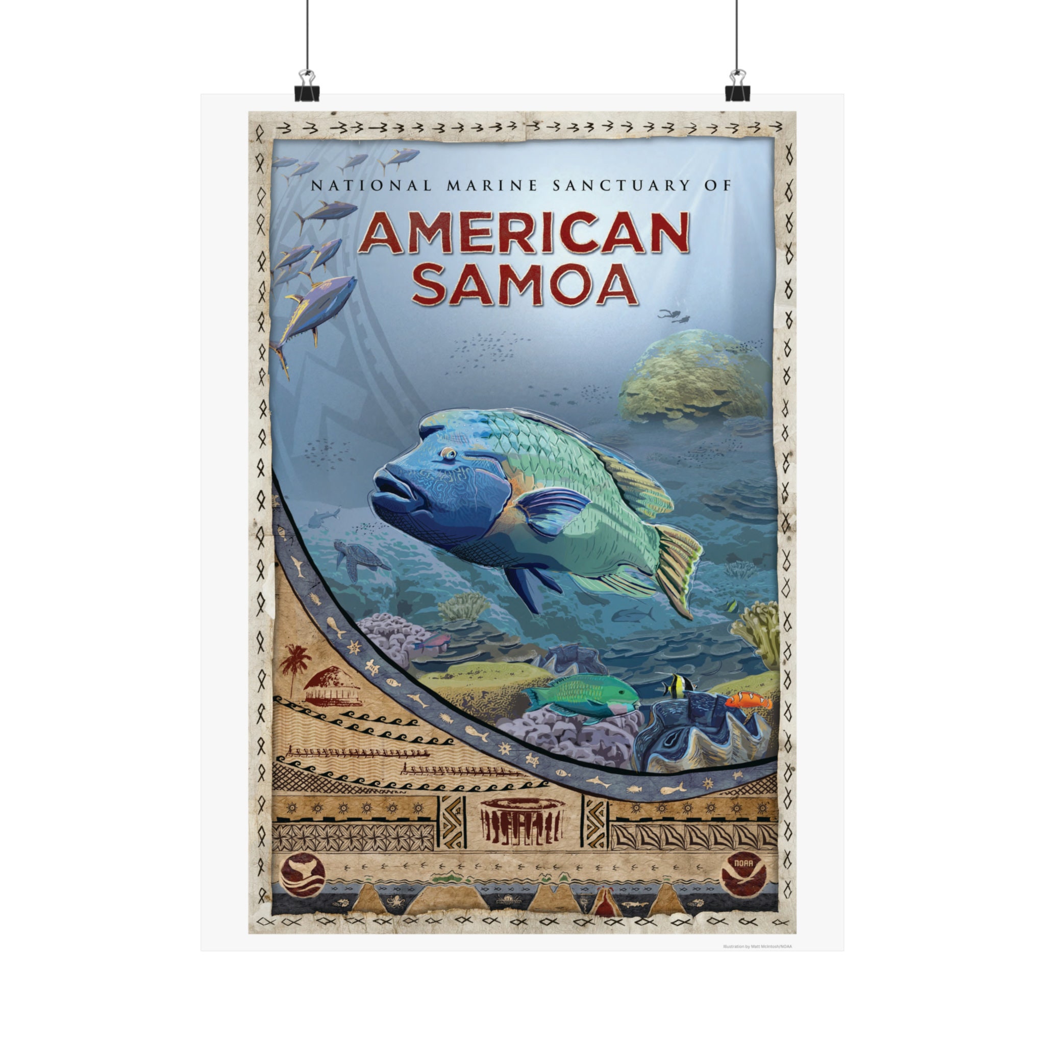 American Samoa Marine Sanctuary Poster: NOAA Ocean Art Print - Etsy