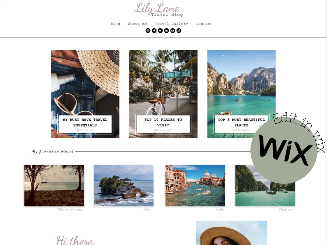 Wix Blog Template, Website Design, Travel Blogger, Website Template ...