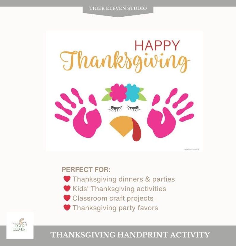 Turkey Handprint Art Printable | Thanksgiving Kids Craft | Preschool ...