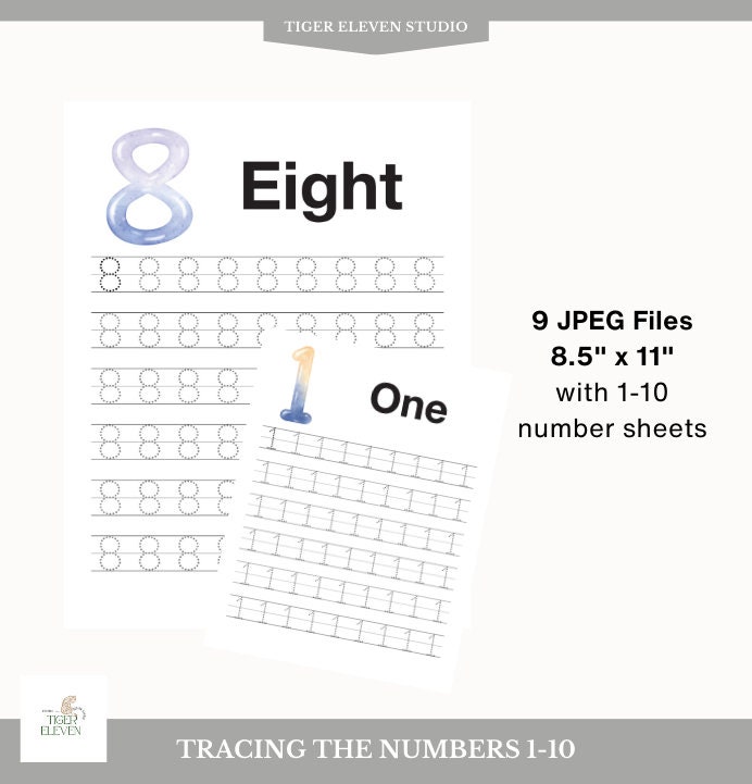 Number Tracing Sheets-handwriting, Practice Sheet-number Practice 1-10 ...